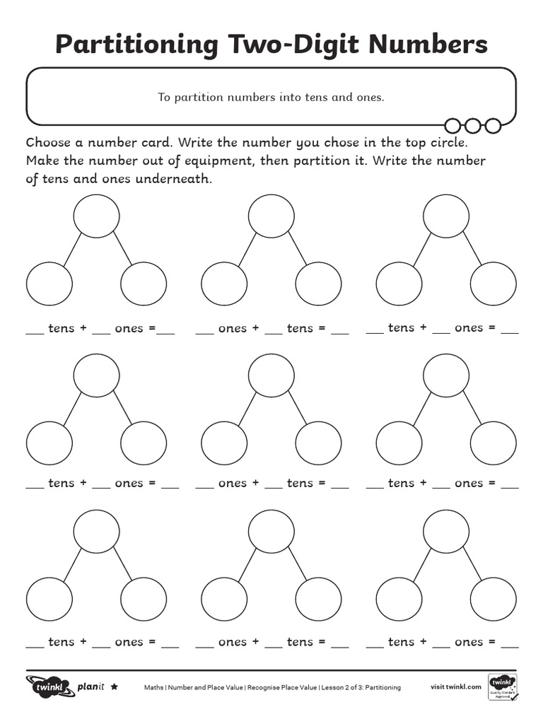 Partitioning Two-Digit Numbers Worksheet | PDF | Mathematics