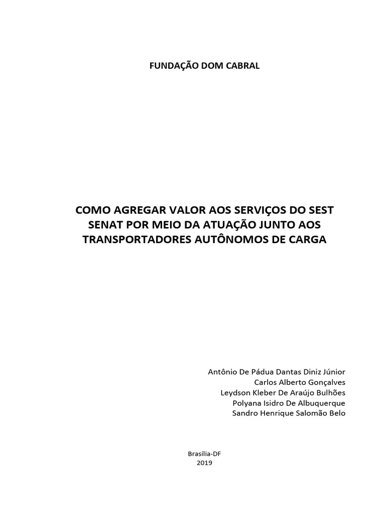 Valor aos Serviços do SEST SENAT | PDF | Qualidade (negócios) | Economia