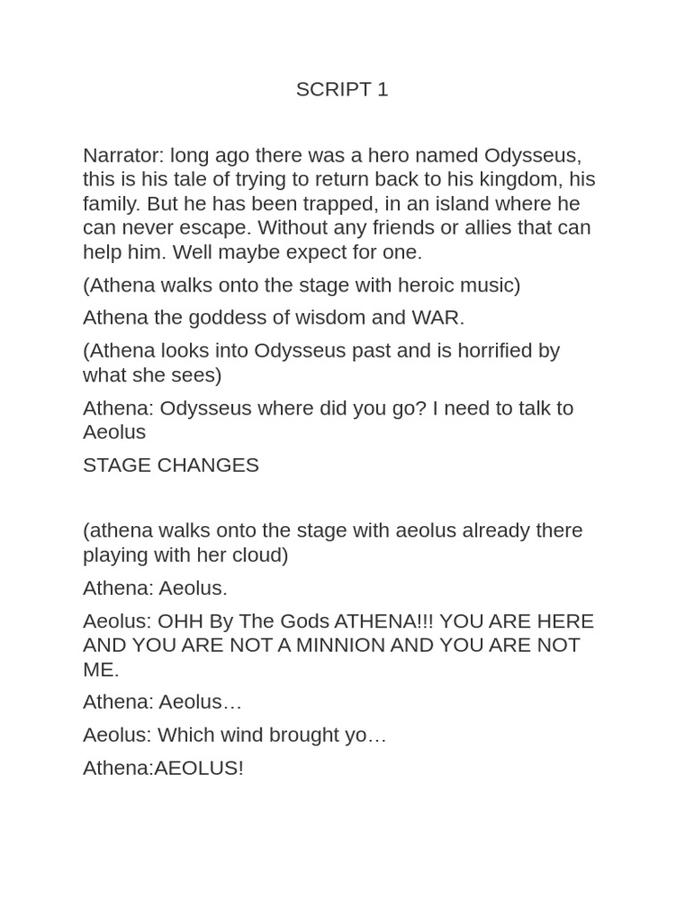 SCRIPT 1 | PDF | Athena | Odysseus