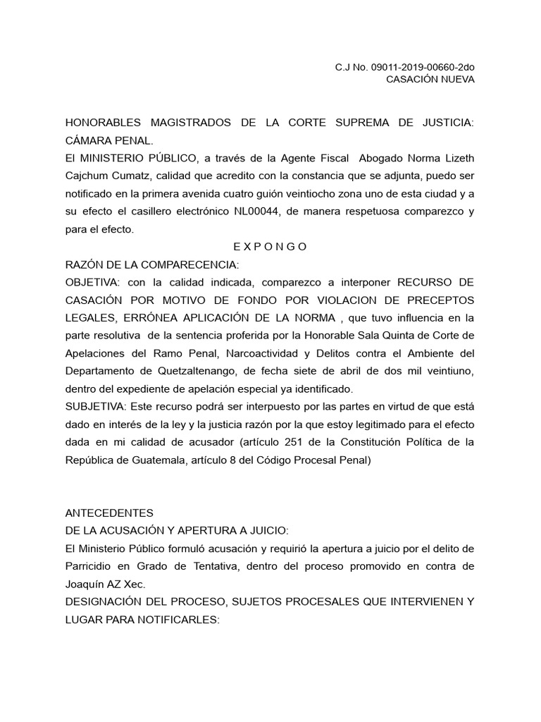 Casación por Violación de Preceptos Legales | PDF | Sentencia (ley ...
