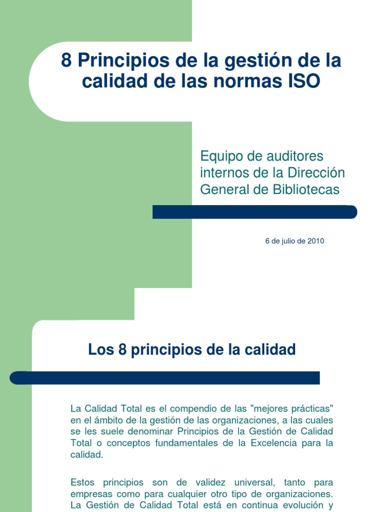 8 Principios de Gestión de Calidad ISO | PDF | Calidad (comercial ...
