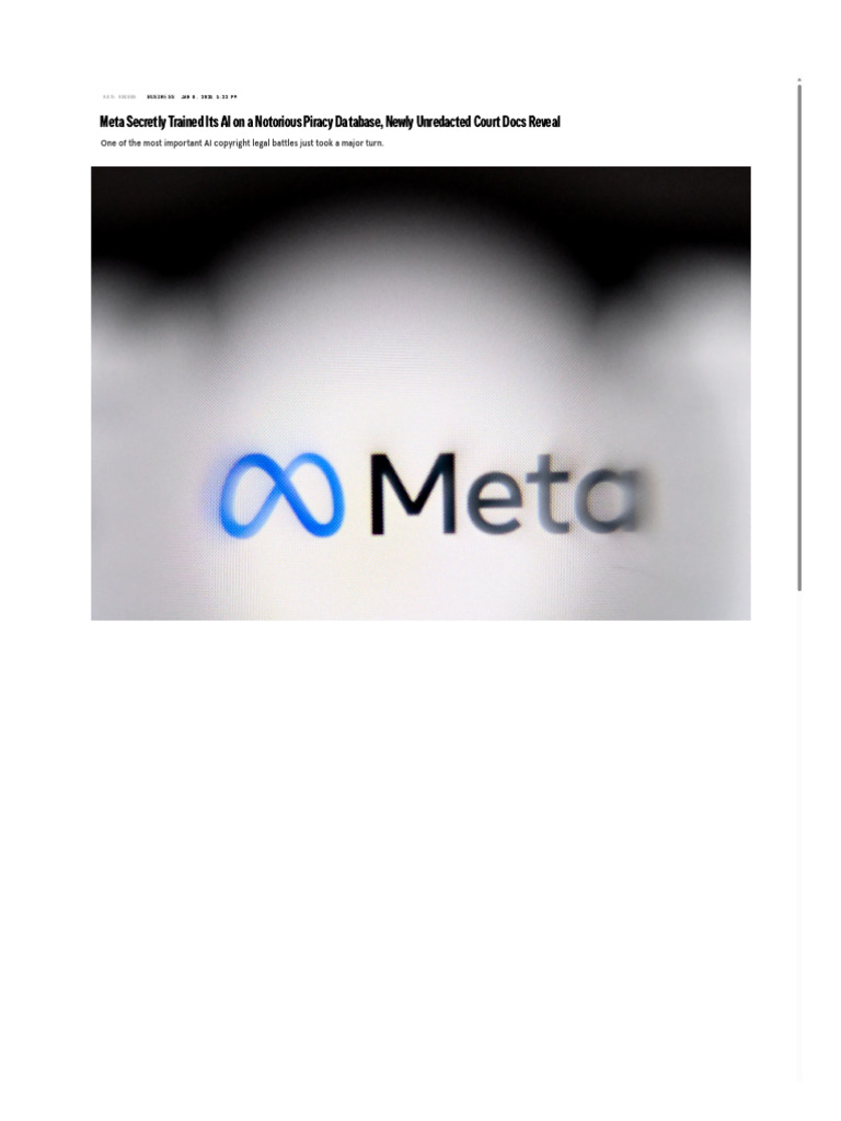 Meta's AI Training on Piracy Database Revealed | PDF | Copyright ...