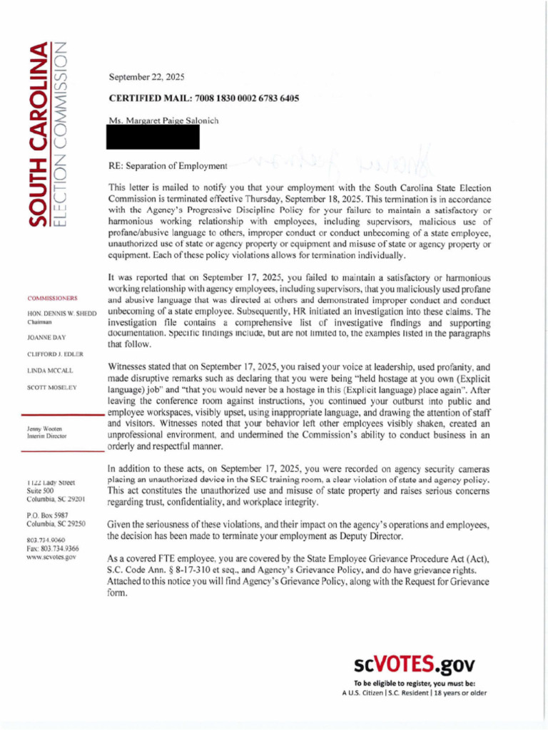 South Carolina Elections Commission Deputy Executive Director ...