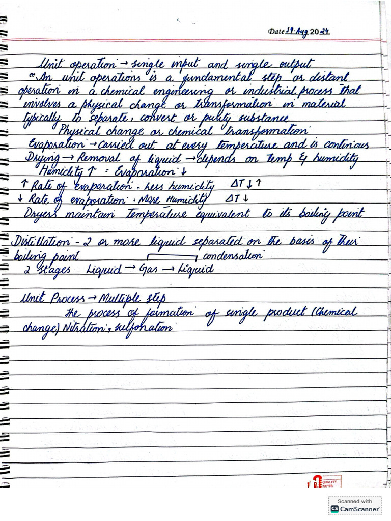 Unit Operations Handwritten Notes Masters | PDF
