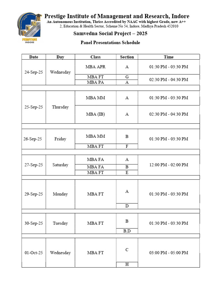 Panel Schedule | PDF