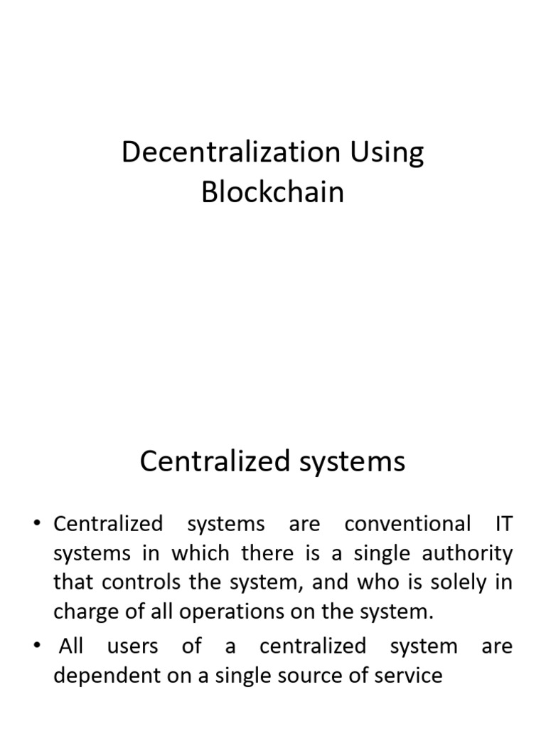 Decentralization Using Blockchain Pdf Computer Network