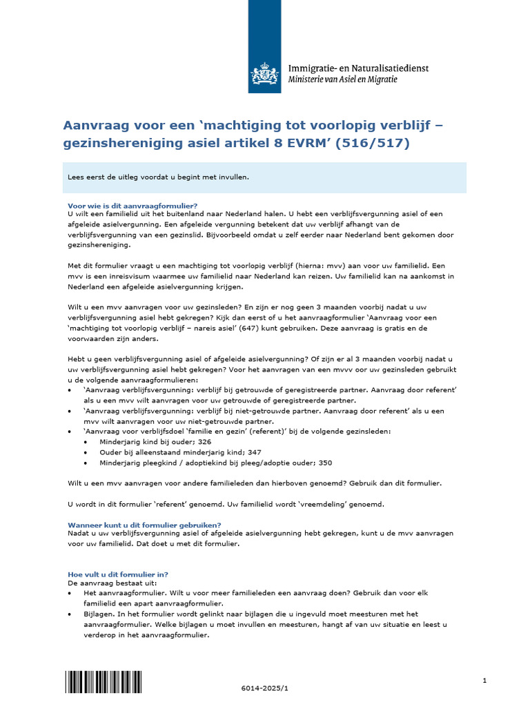 Aanvraag Voor Een Machtiging Tot Voorlopig Verblijf - Gezinshereniging ...