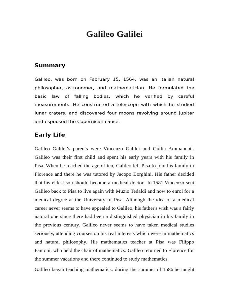 Galileo Galilei | PDF
