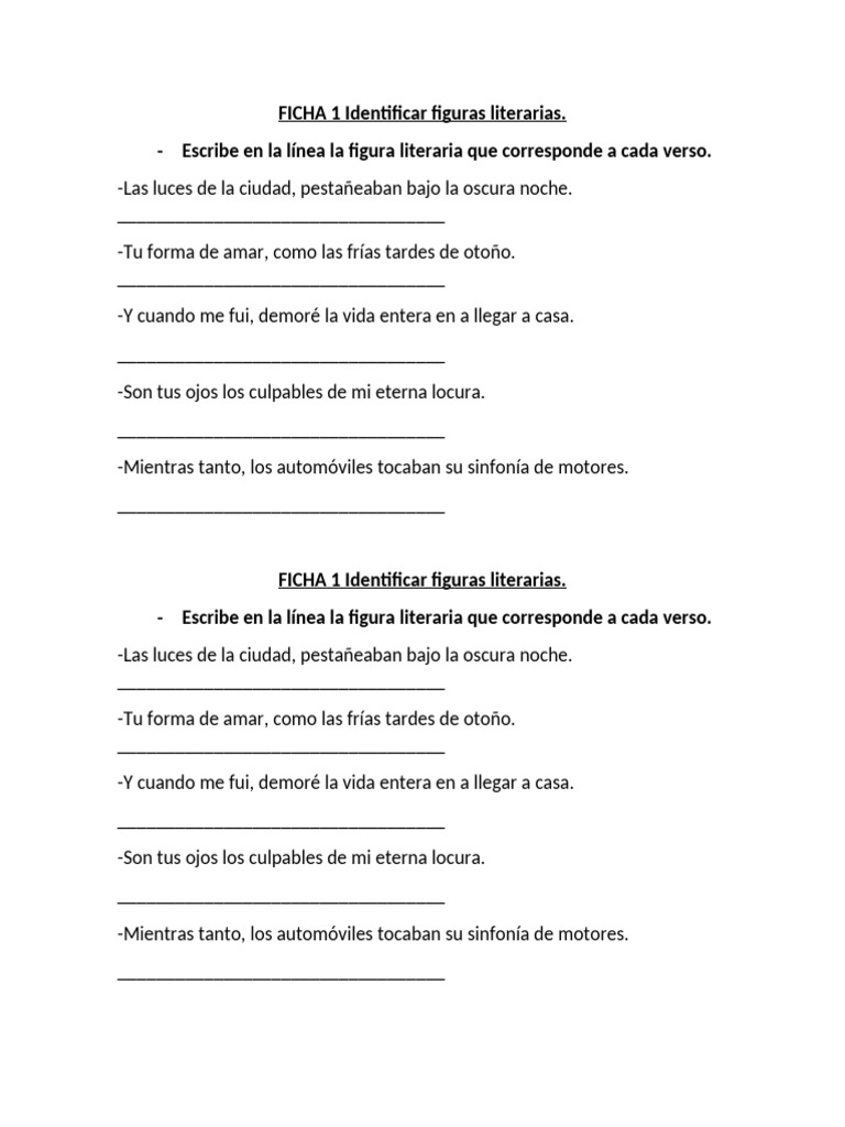 FICHA 1 Identificar Figuras Literarias (Clase Grabada) | PDF