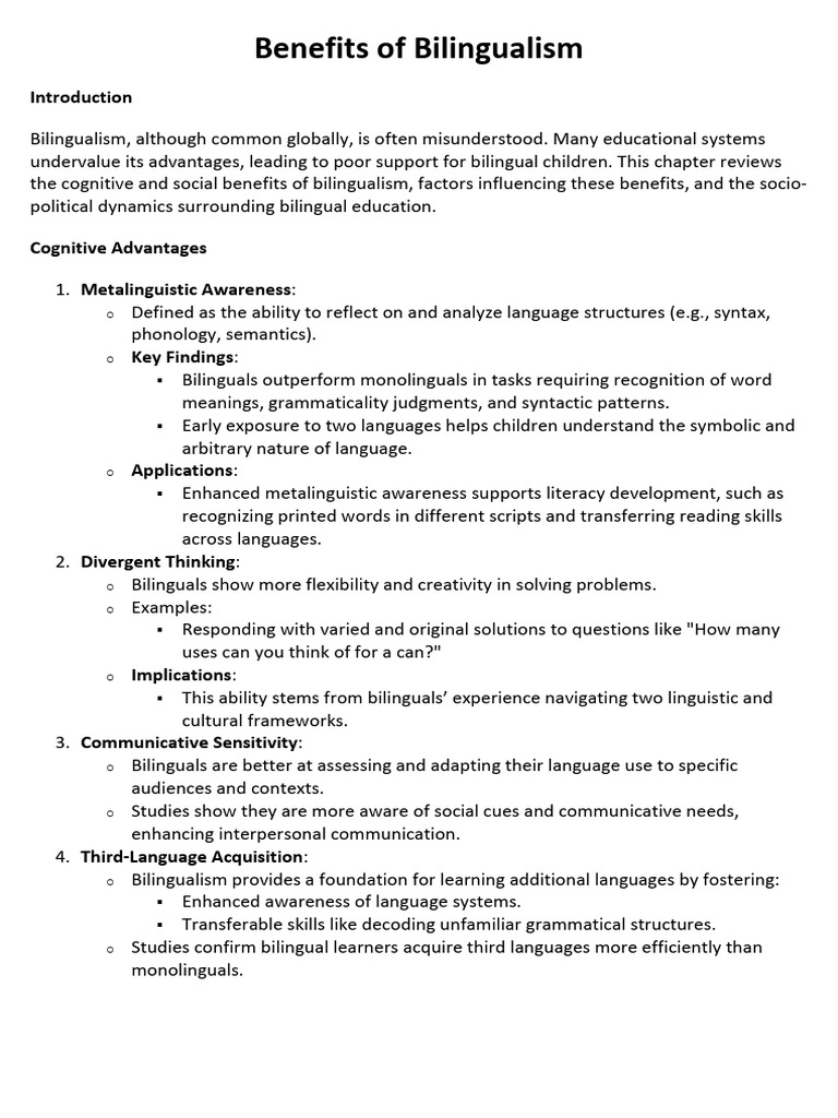 The Benefits of Bilingualism | PDF | Multilingualism | Liberal Arts ...