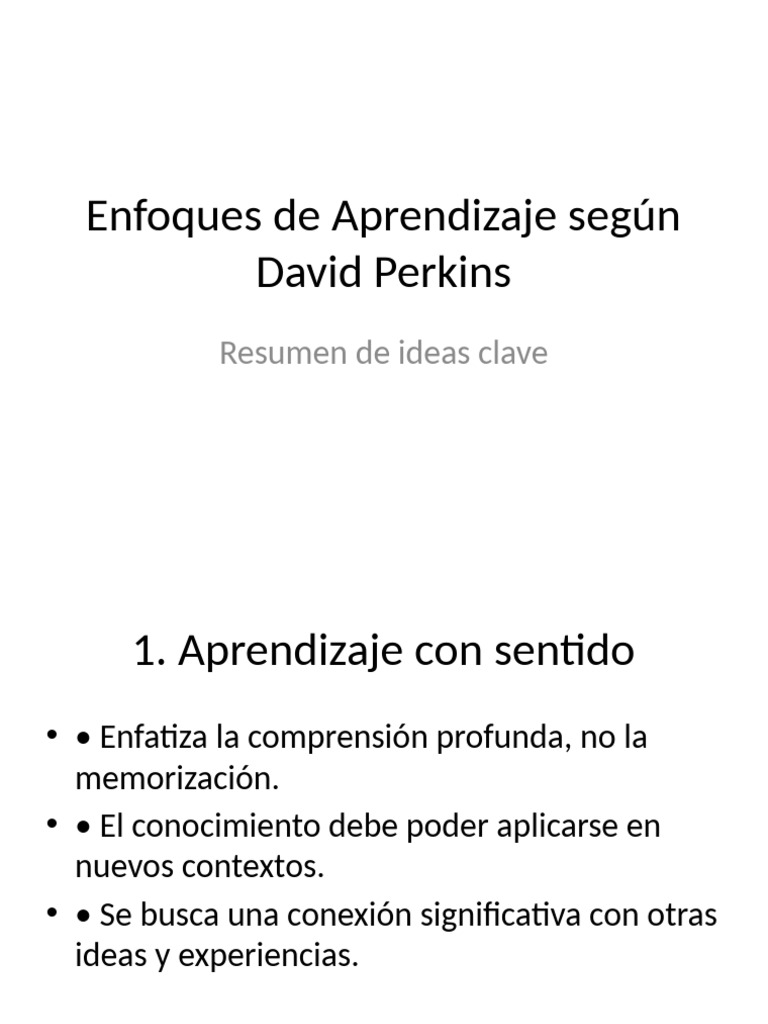 Enfoques de Aprendizaje David Perkins | PDF