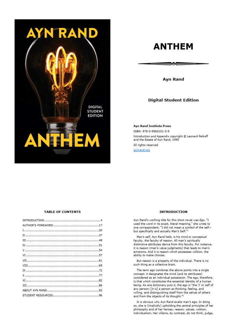 Anthem - 2 Pgs Per Sheet | PDF | Self | Ayn Rand