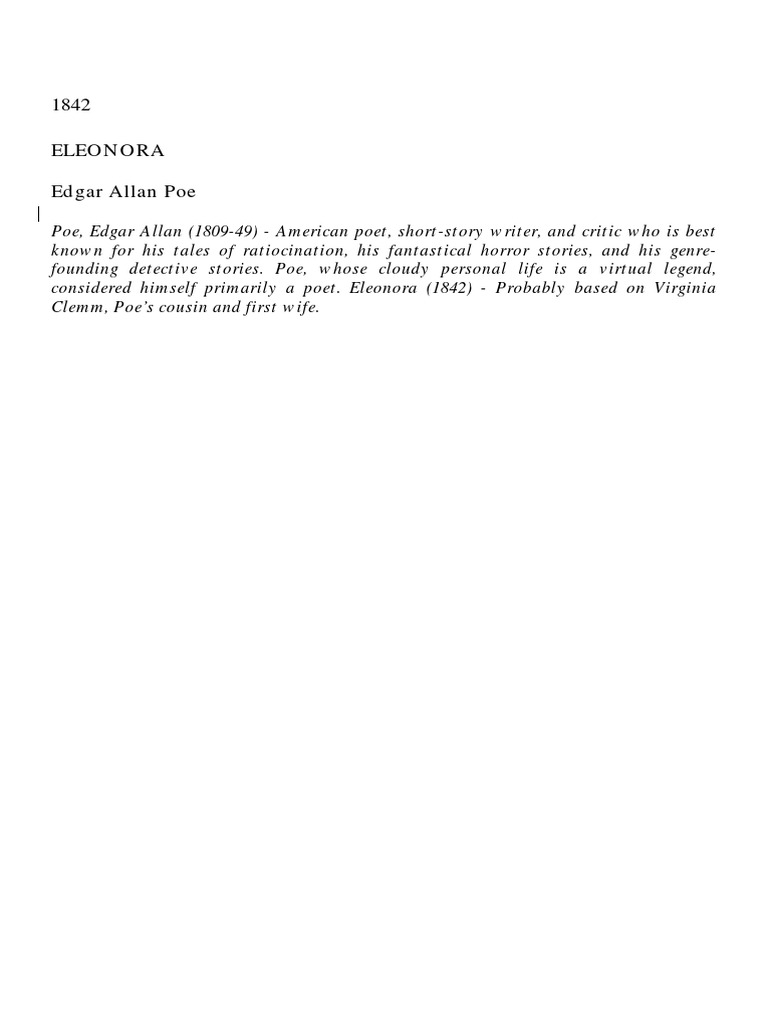Eleonora Edgar Allan Poe | PDF | Edgar Allan Poe | Nature