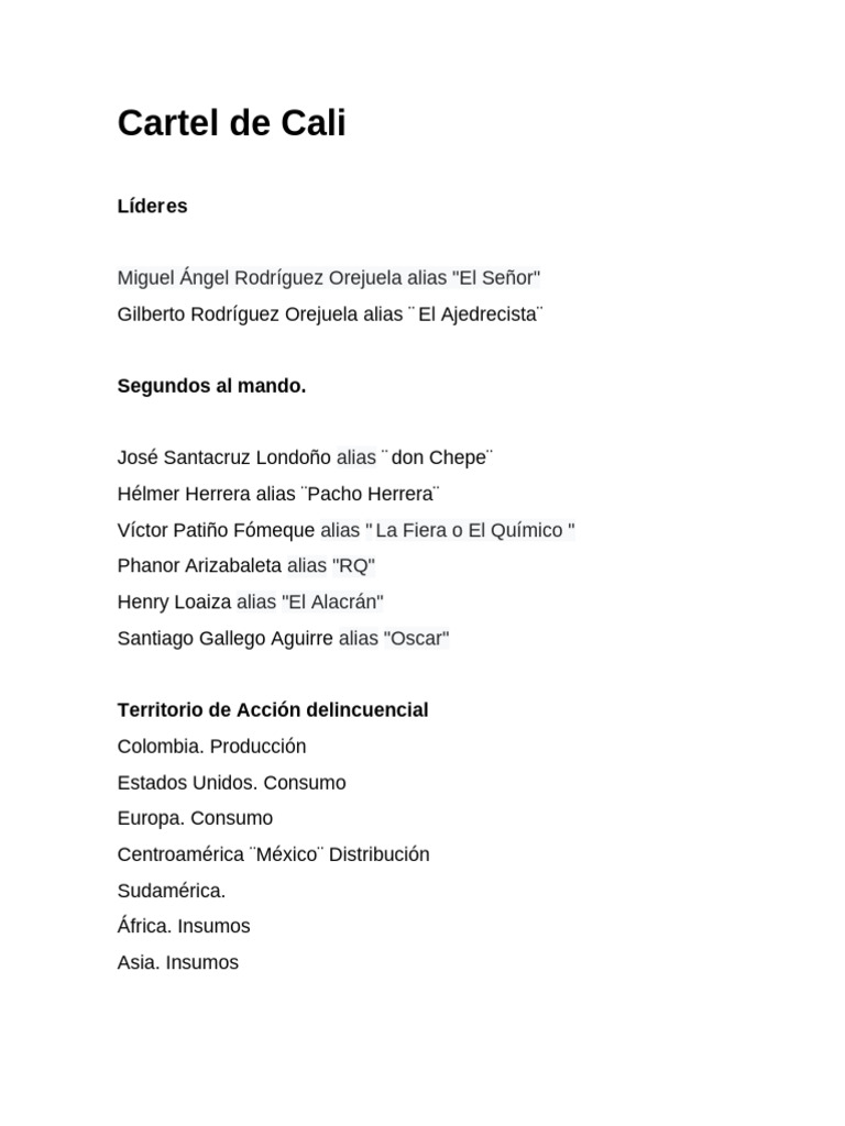 Estructura y Poder del Cartel de Cali | PDF