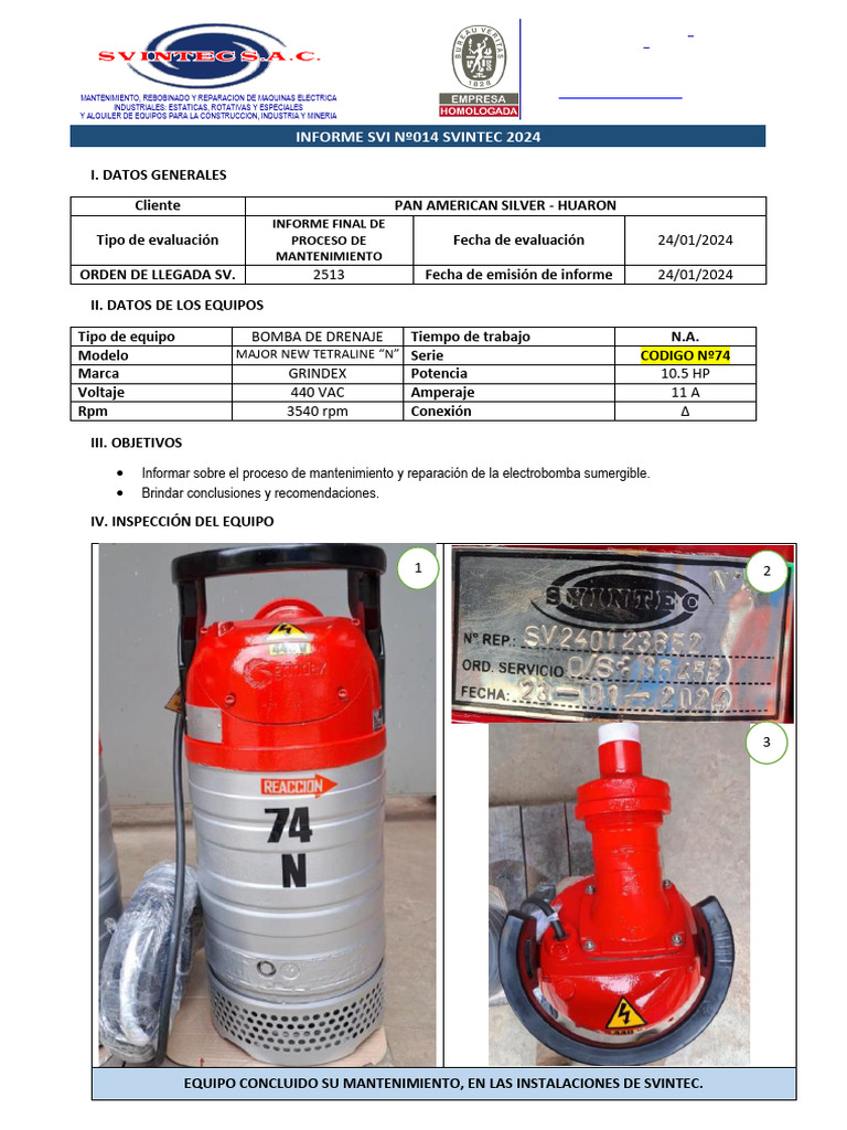 Informe Final Codigo Nº74 Major New Tetraline de 10.5 HP (Pan American ...