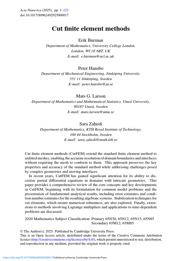 Cut Finite Element Methods | PDF | Finite Element Method | Partial Differential Equation
