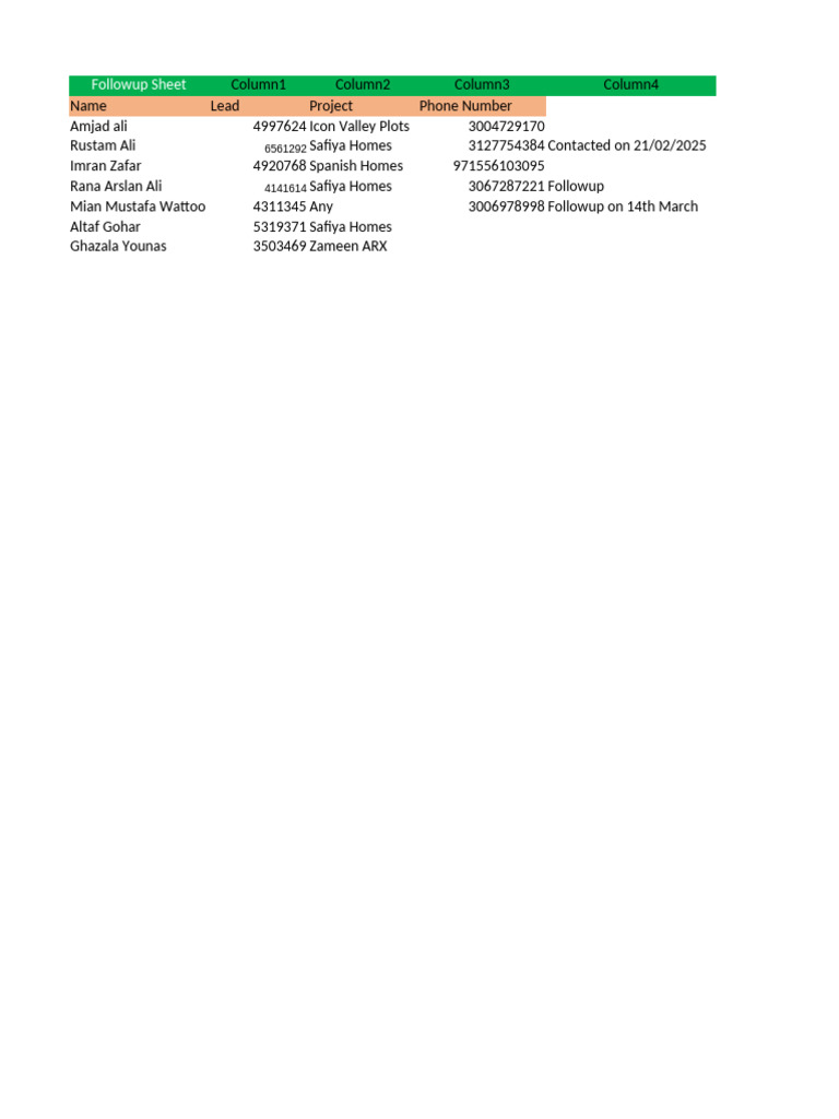Follow Up Sheet | PDF