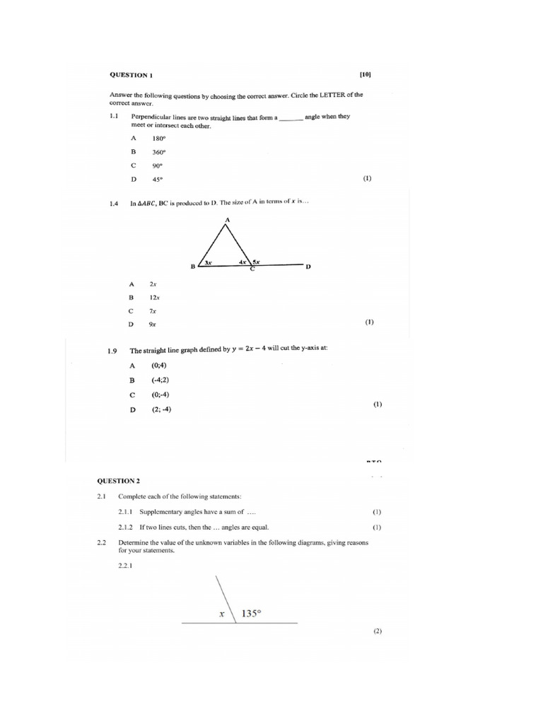 Revision Paper Grade 9 | PDF