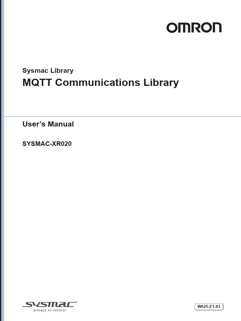 w625 Sysmac Library for Mqtt Communications Library Users Manual En | PDF | Parameter (Computer ...