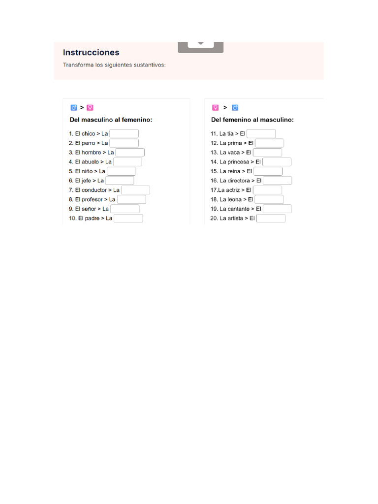 Exercicio Masc Fem | PDF