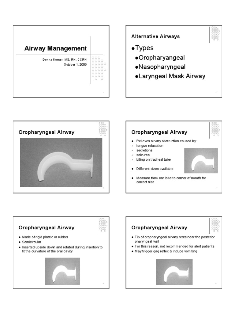 Alternative Airway Management: A Guide to Oropharyngeal, Nasopharyngeal ...
