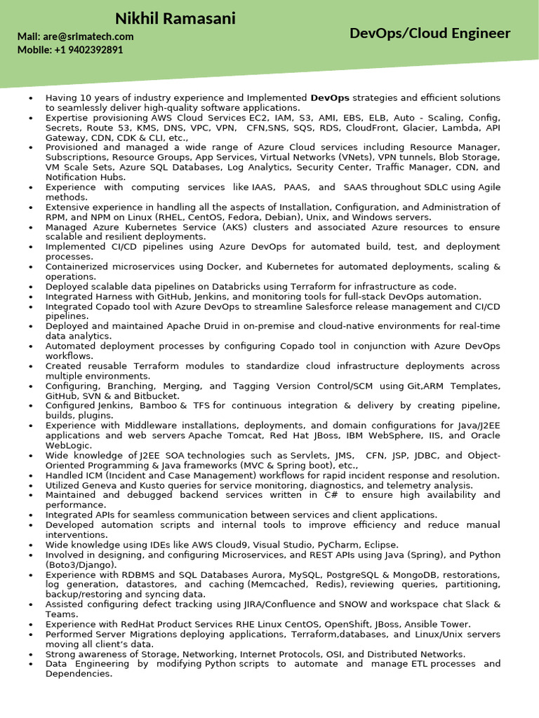 DevOps Cloud Engineer Expertise Overview | PDF | Microsoft Azure ...