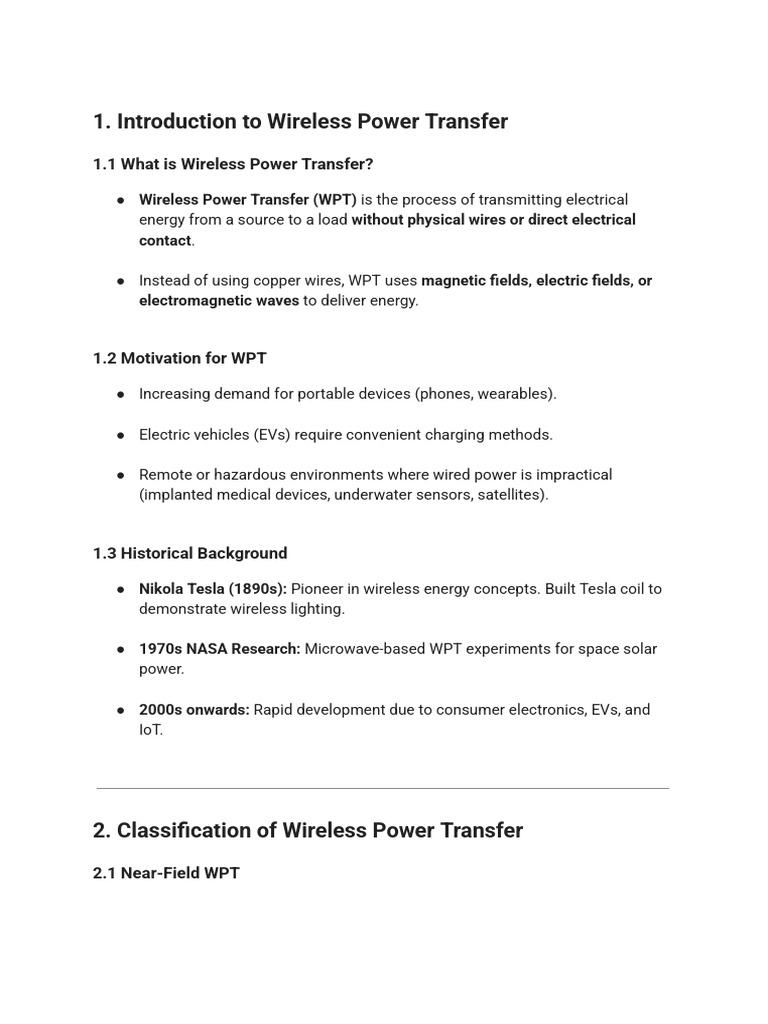 Wireless Power Transfer (WPT) Basics | PDF | Electromagnetic Induction ...