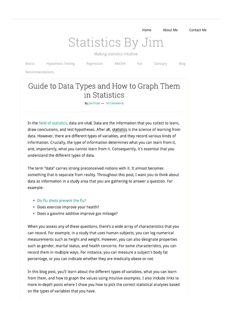Guide To Data Types and How To Graph Them in Statistics | PDF