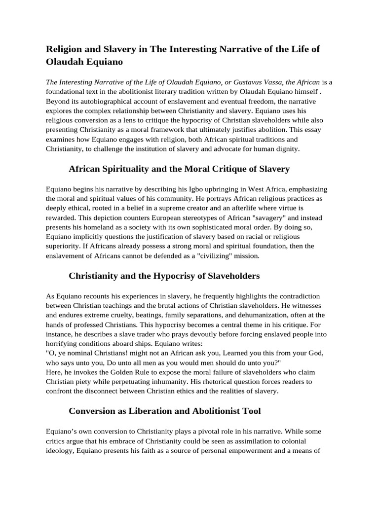 Religion and Slavery in The Interesting Narrative of The Life of ...
