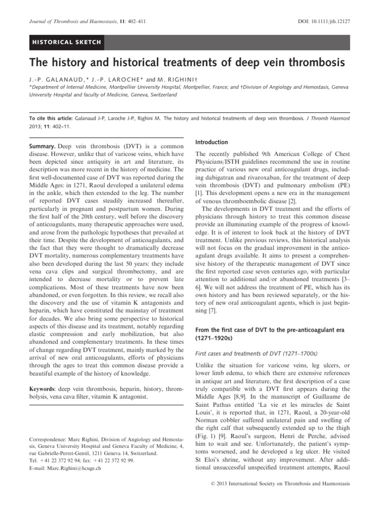 J of Thrombosis Haemost - 2013 - Galanaud - The history and historical ...