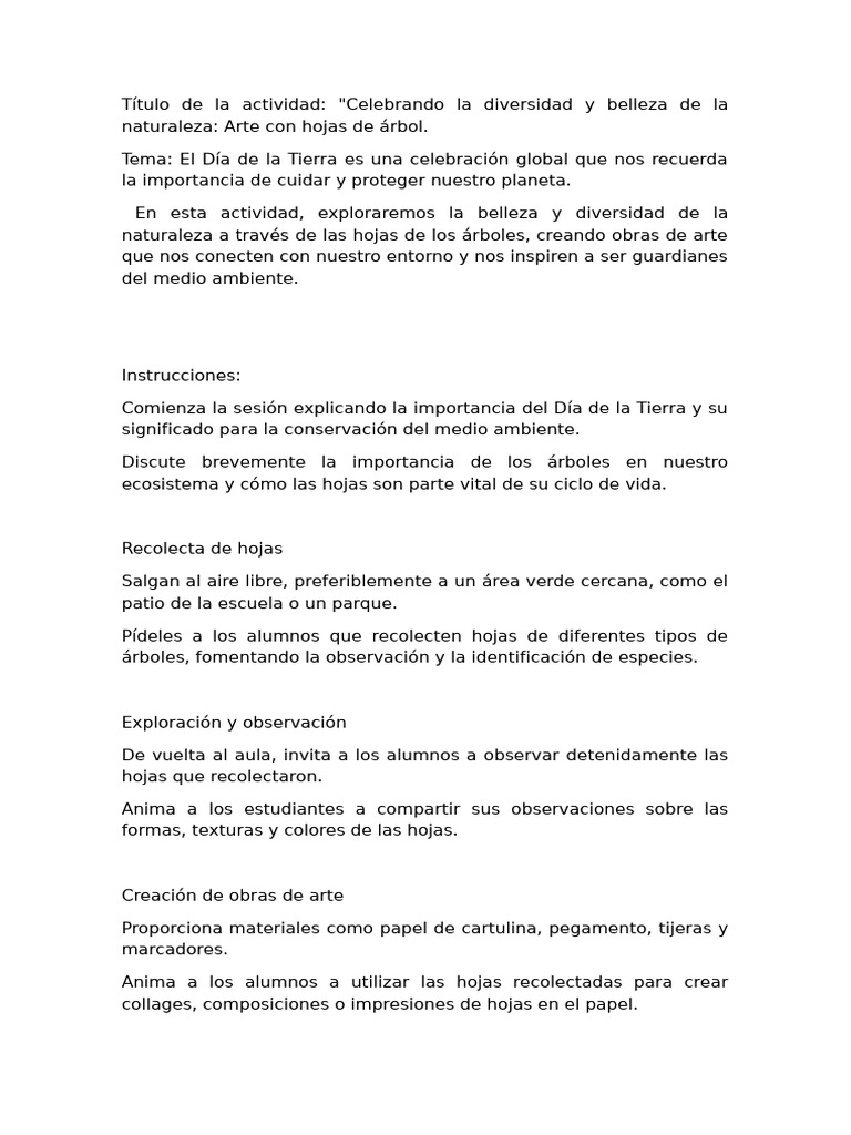 Actividad Dia de La Tierra 22 de Abril | PDF