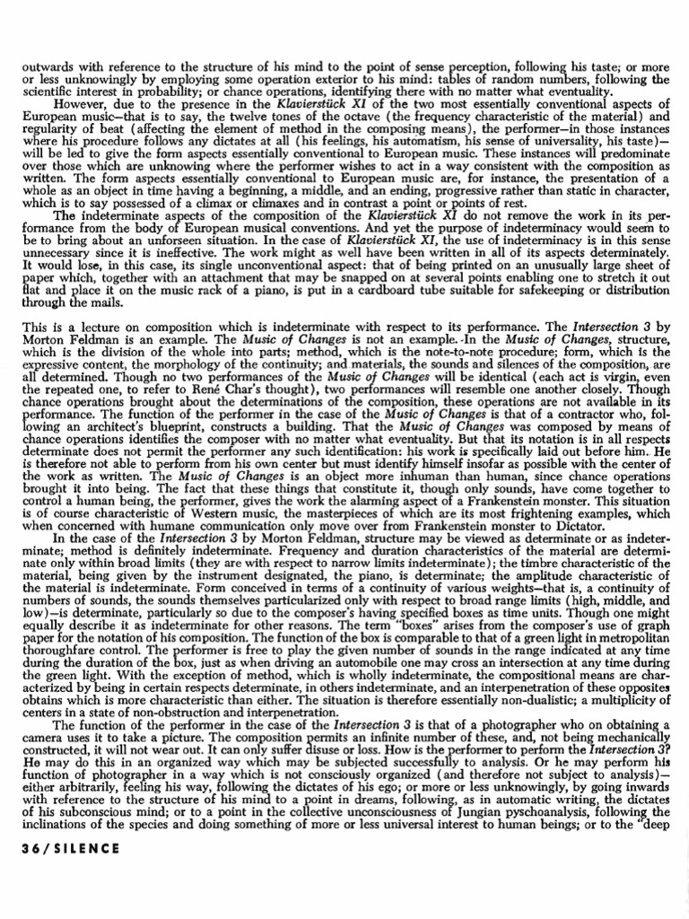 Indeterminacy, Cage 6 | PDF