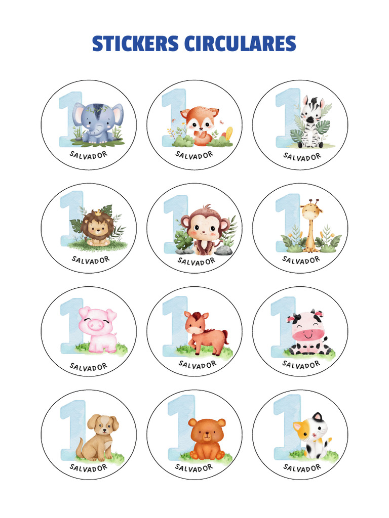 Documento A4 Stickers Cumpleaños Capibara Carpinchos Varon Etiquetas ...