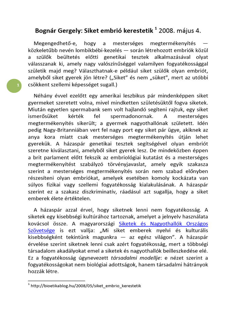 Siket Embrió Kerestetik - Bioetika Blog | PDF