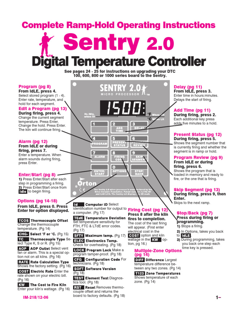 Sentry 2.0 Kiln Controller Guide | PDF | Thermocouple | Pottery
