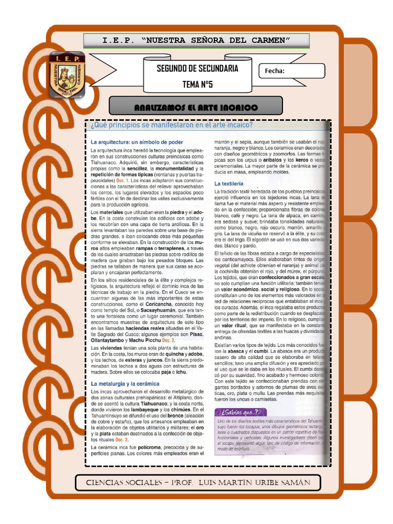 Tema 5 El Arte Incaico | PDF
