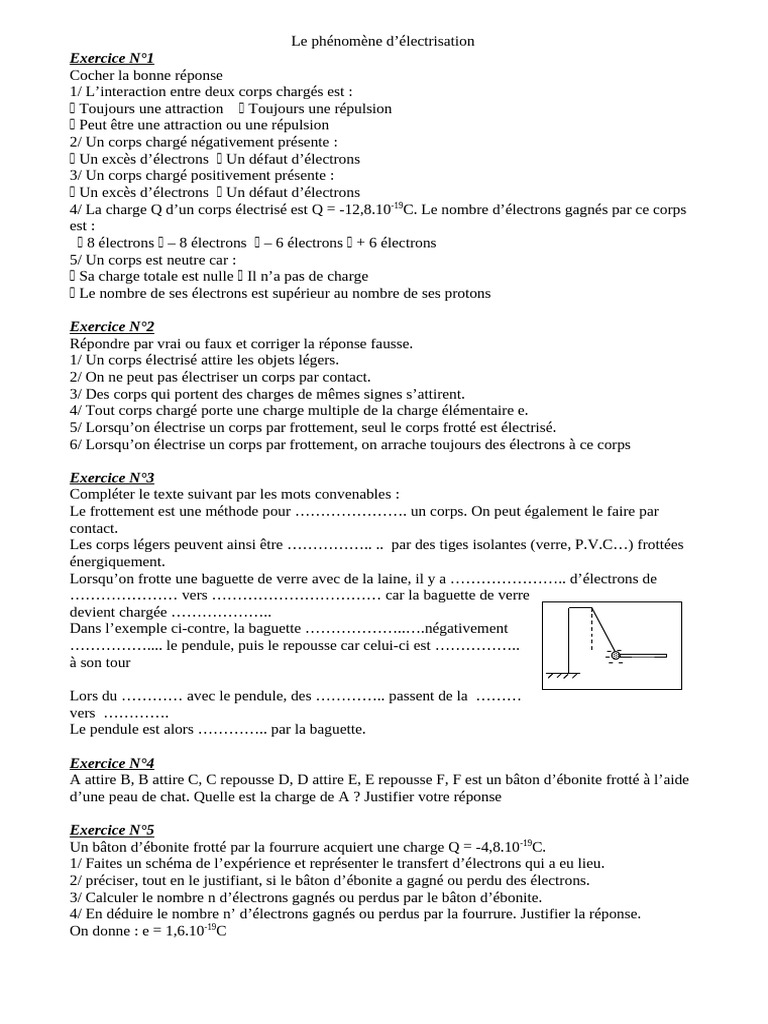 Phénomène d'Électrisation Explicatif | PDF | Électron | Chimie physique