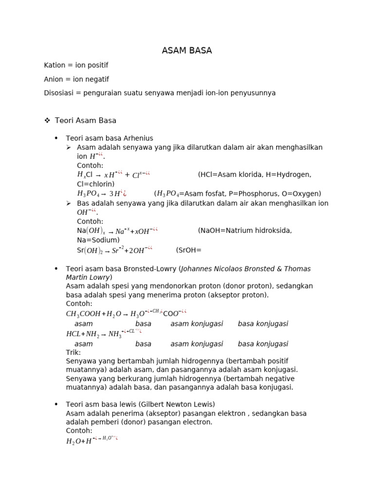 Teori Asam Basa dan Perhitungan pH | PDF