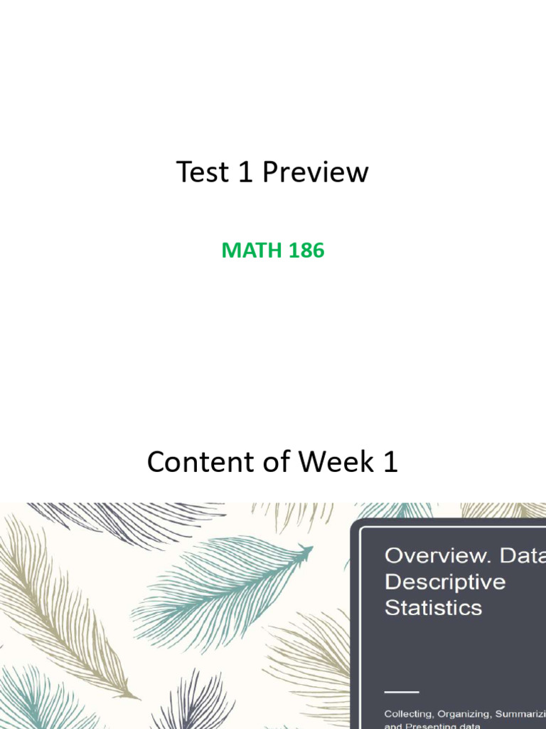 MATH 186 Test 1 Preview Guide | PDF