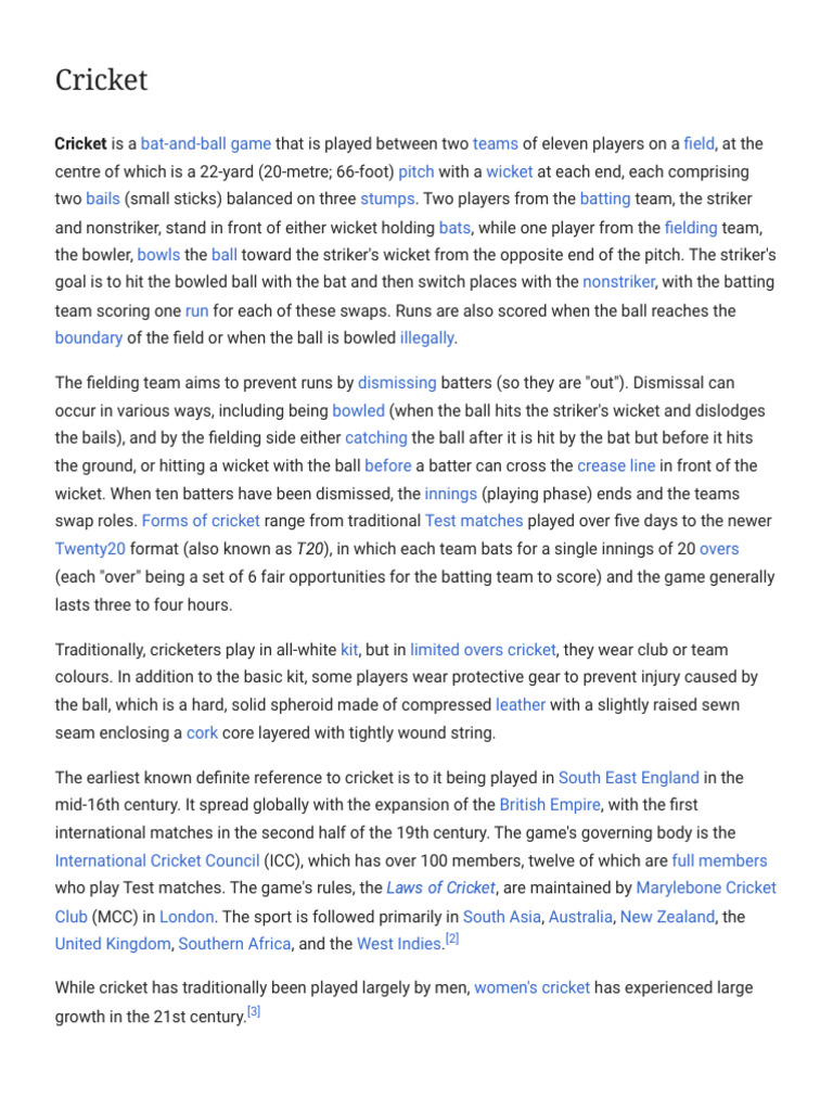 Cricket - Wikipedia | PDF | Bowling (Cricket) | Cricket