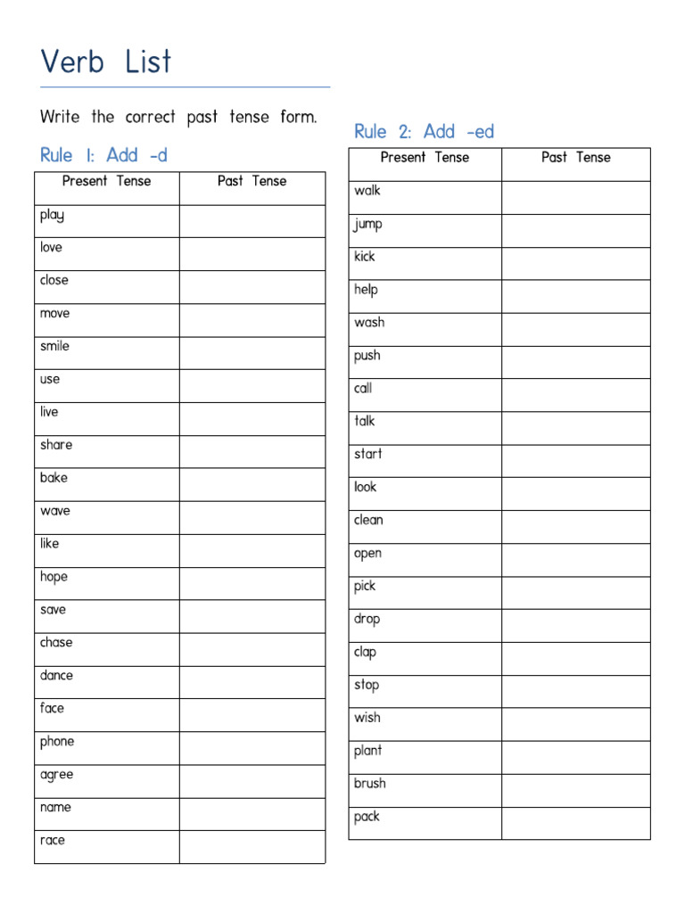 Year 3 Past Tense Verbs | PDF