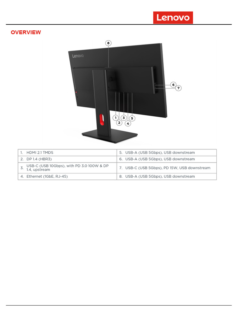 ThinkVision T32UD-40 Specifications | PDF | Computer Monitor | Usb