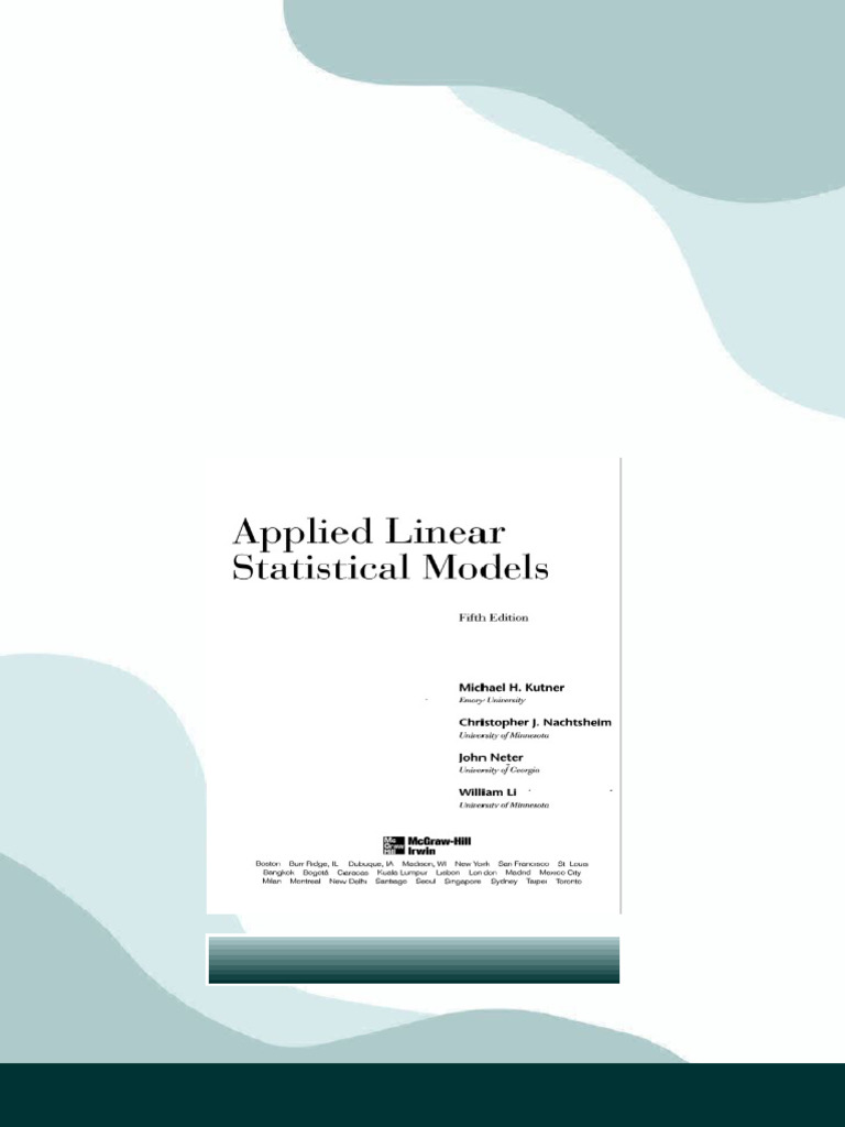 (Ebook) Applied Linear Statistical Models 5th Edition. by Michael H. Kutner ISBN 9780072386882 ...