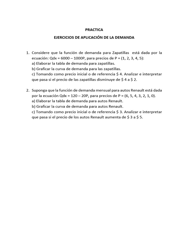 Ejercicios de La Funcion Demanda | PDF