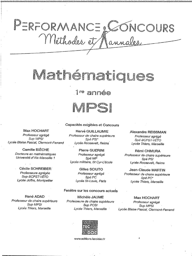 Méthodes Et Annales Maths Mpsi N-P | PDF