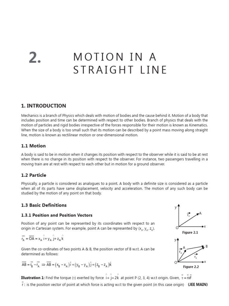 IIT Mains Physics Motion in One Dimension Base1 | PDF | Acceleration ...