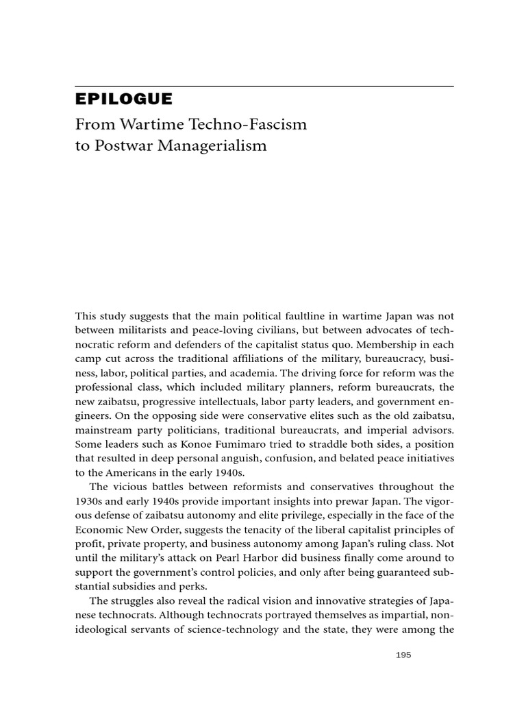 7 - Epilouge - From Wartime Techno-Fascism To Postwar Managerialism ...