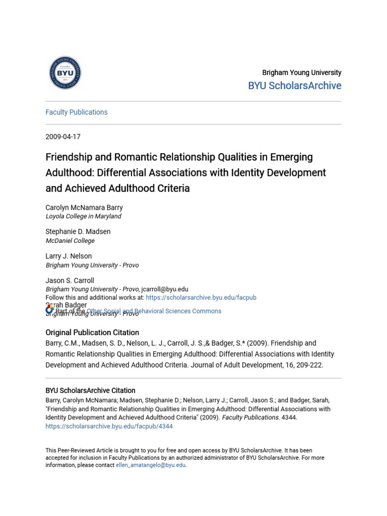 Emerging Adult Relationships and Identity | PDF | Intimate ...