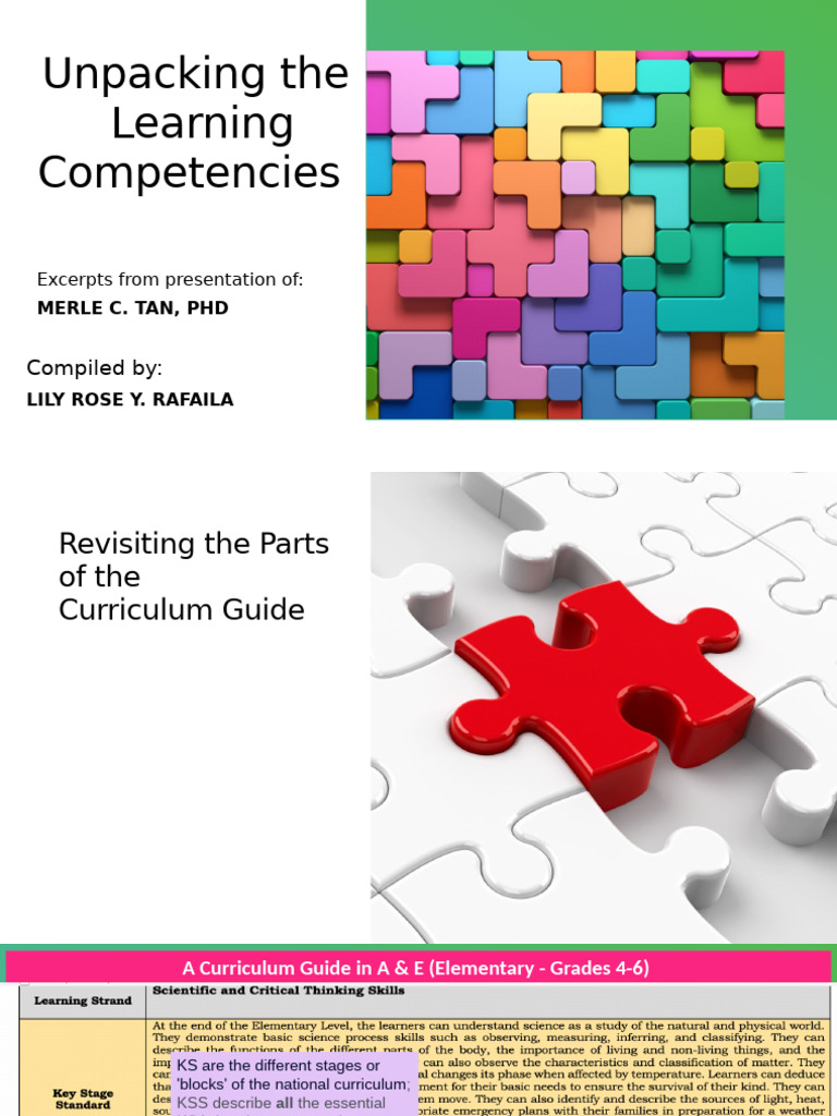 Unpacking Learning Competencies Guide | PDF | Mixture | Learning