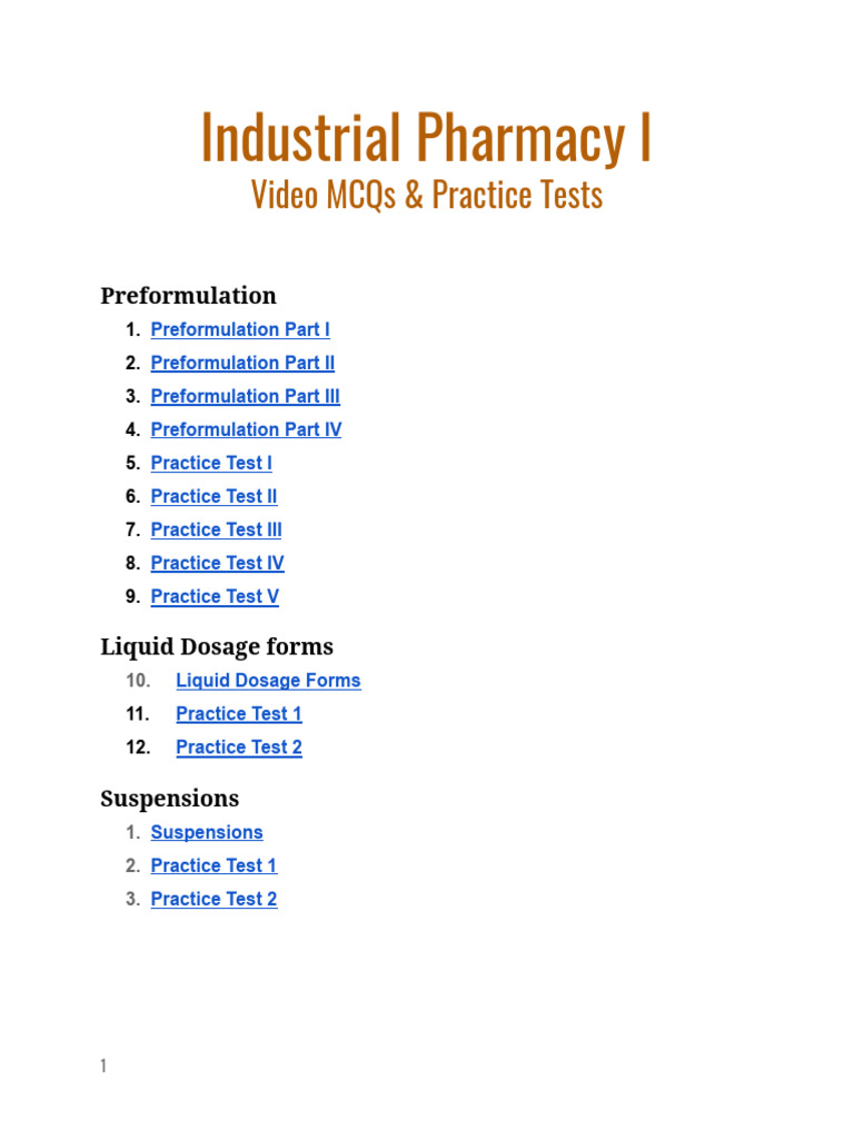 Industrial Pharmacy I Syllabus Overview | PDF